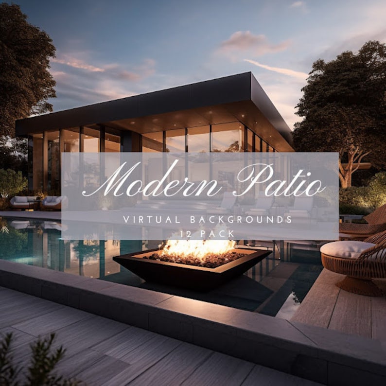 Modern Patio| 12 Pack| Virtual Backgrounds| Zoom, Google Meet, Skype ...