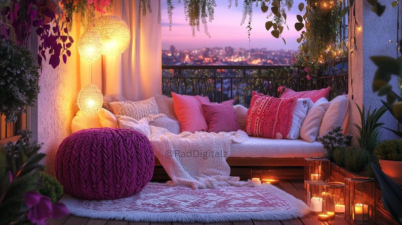 Pink Boho Patio Virtual Backgrounds 3 Pack for Zoom Skype Google Meet ...