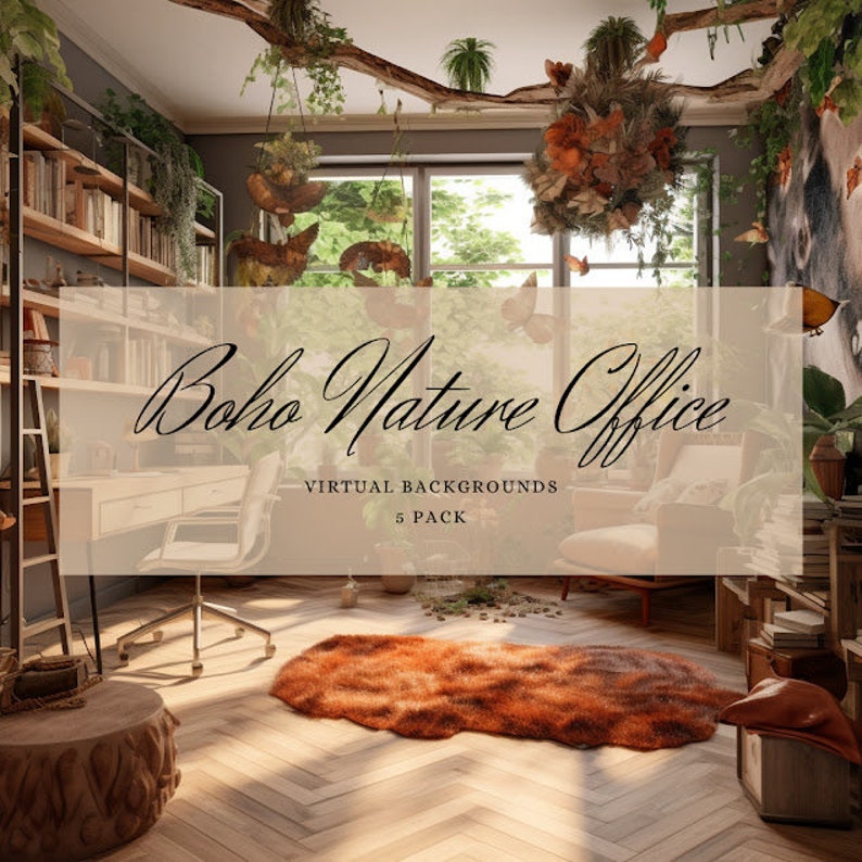 Boho Nature Office Virtual Backgrounds Plant Lovers Nature Lovers Chic ...