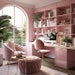 Pretty in Pink| Virtual Office Background With Shelves| 8 Pack Shelving ...
