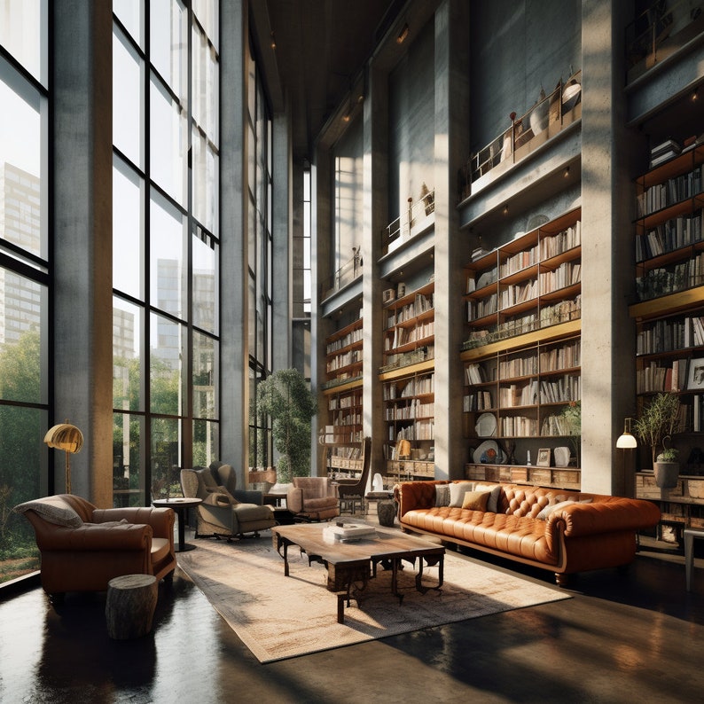 Modern Nook Bookshelf Virtual Backgrounds Professional Virtual Modern ...