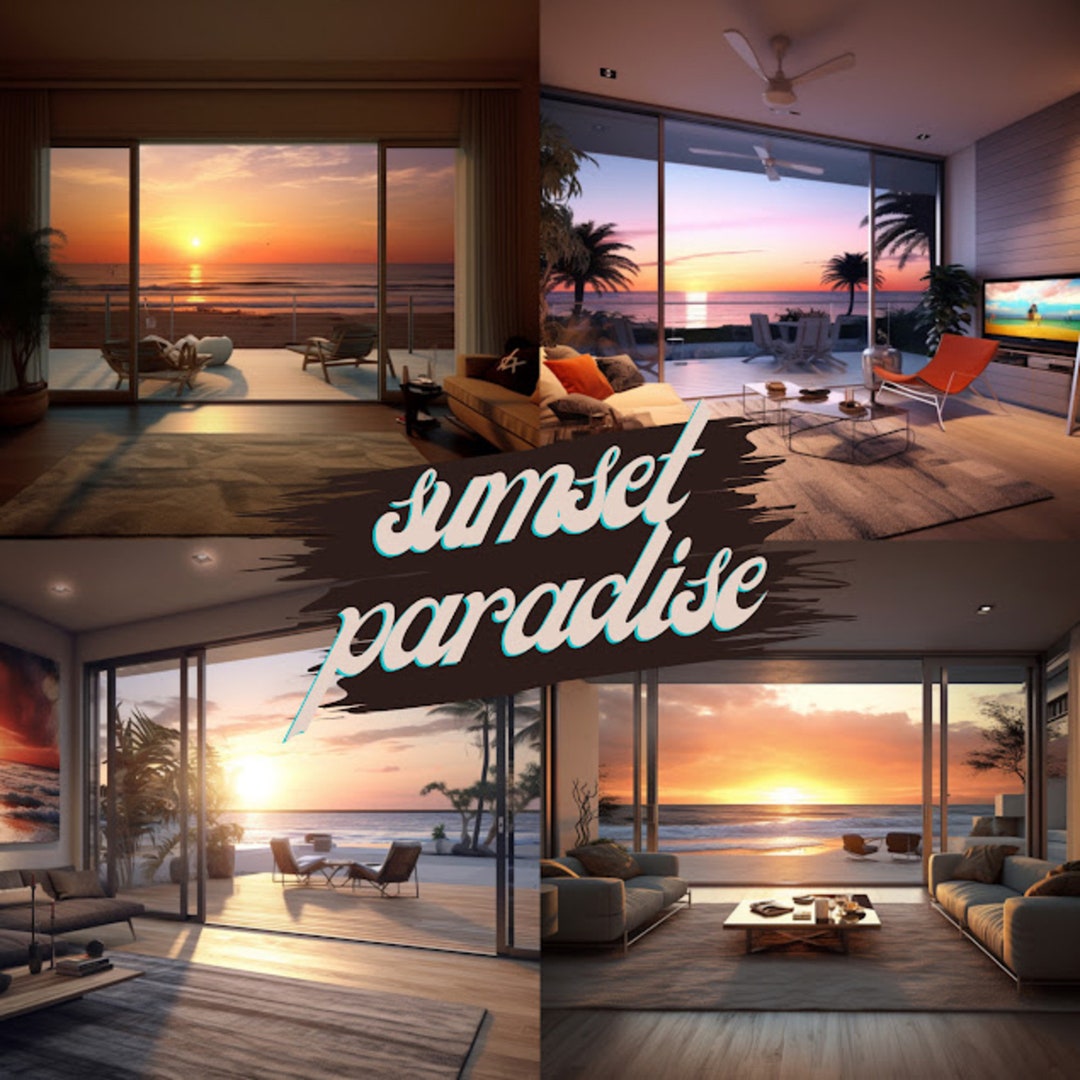 Sunset Paradise Living Room| Zoom Backgrounds |9 Count| Scenic View ...