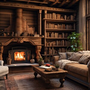 Rustic Library Virtual Backgrounds 11 Pack Zoom Background, Skype ...