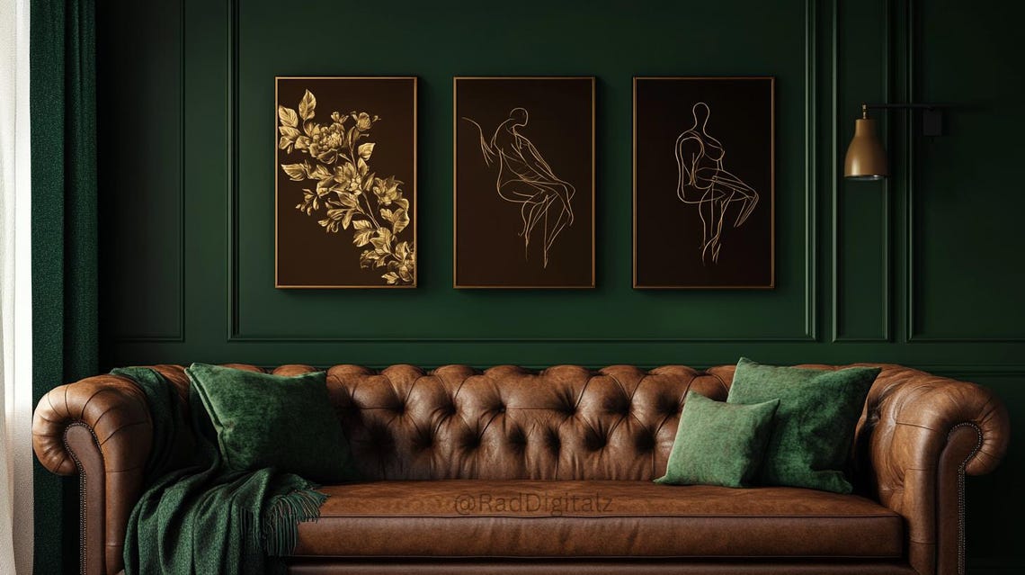 Green Lounge With Sofa Wall Art Virtual Backgrounds 3 Pack Zoom Skype ...