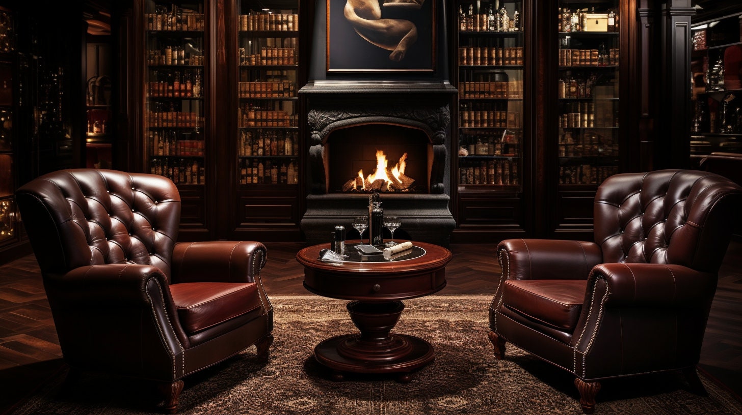 Cigar Lounge Virtual Backgrounds With Shelves 9 Pack Zoom, Google Meet ...