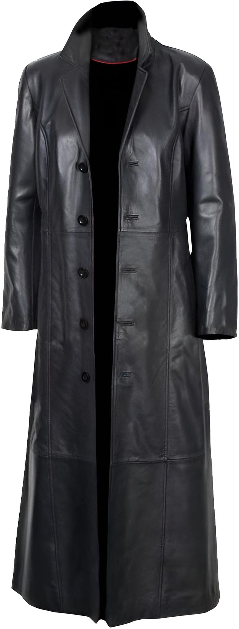 Men's Black Real Leather Trench Coat | Full Length Classic Matrix Long ...