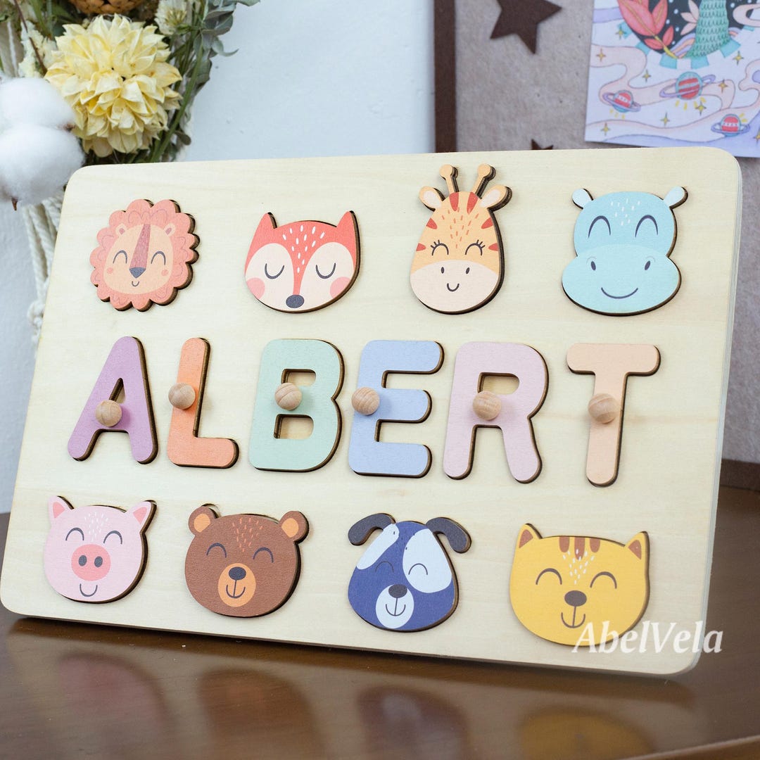 Personalized Animal Name Puzzle, Nursery Decoration, 1-3 Birthday Gift ...