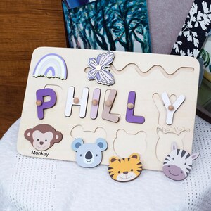 Personalized Baby Busy Board Name Puzzle , Christmas Gift, Animal ...