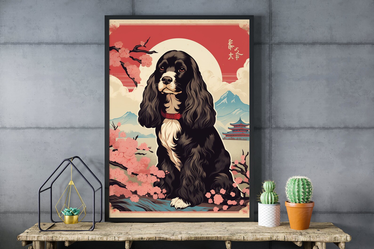 Cocker Spaniel Dog Pet Digital Printable Wall Art: UKIYO-E Japanese ...