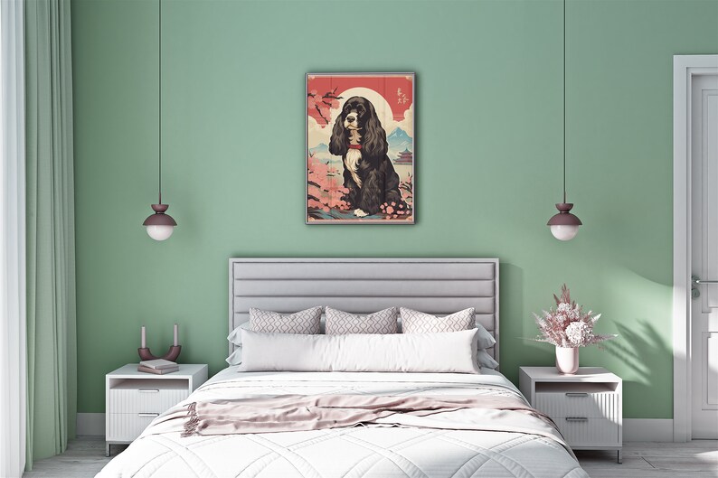 Cocker Spaniel Dog Pet Digital Printable Wall Art: UKIYO-E Japanese ...