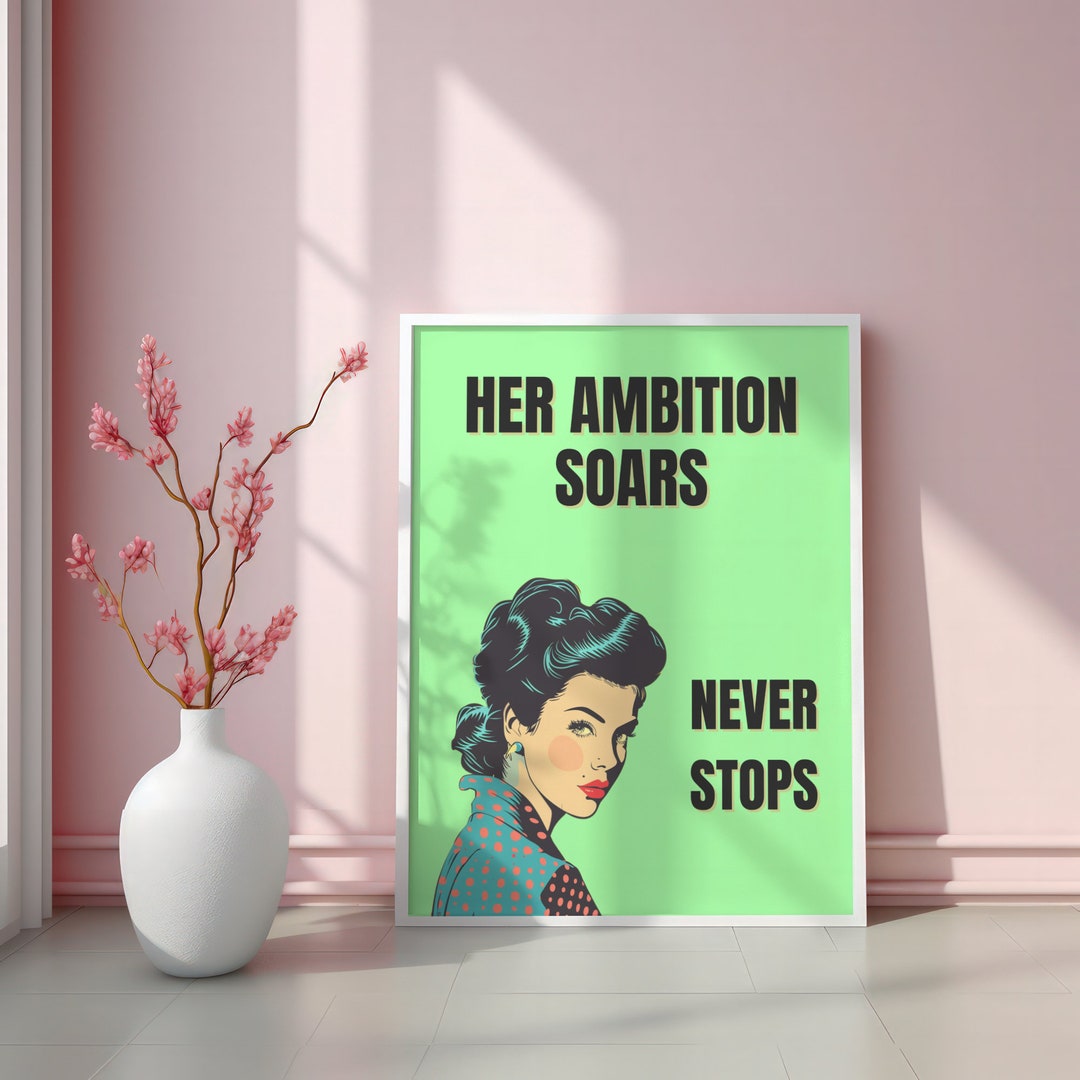 Retro Poster, Female Entrepreneurship Art, Vintage Style Decor ...