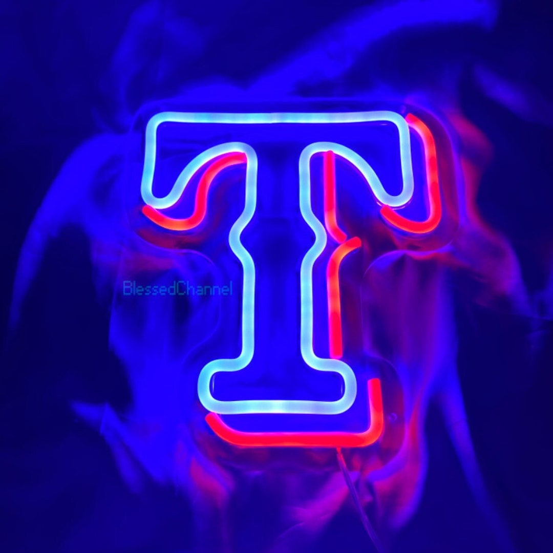 Texas LED Neon Sign T Logo Baseball Team Inspired Neon - Etsy