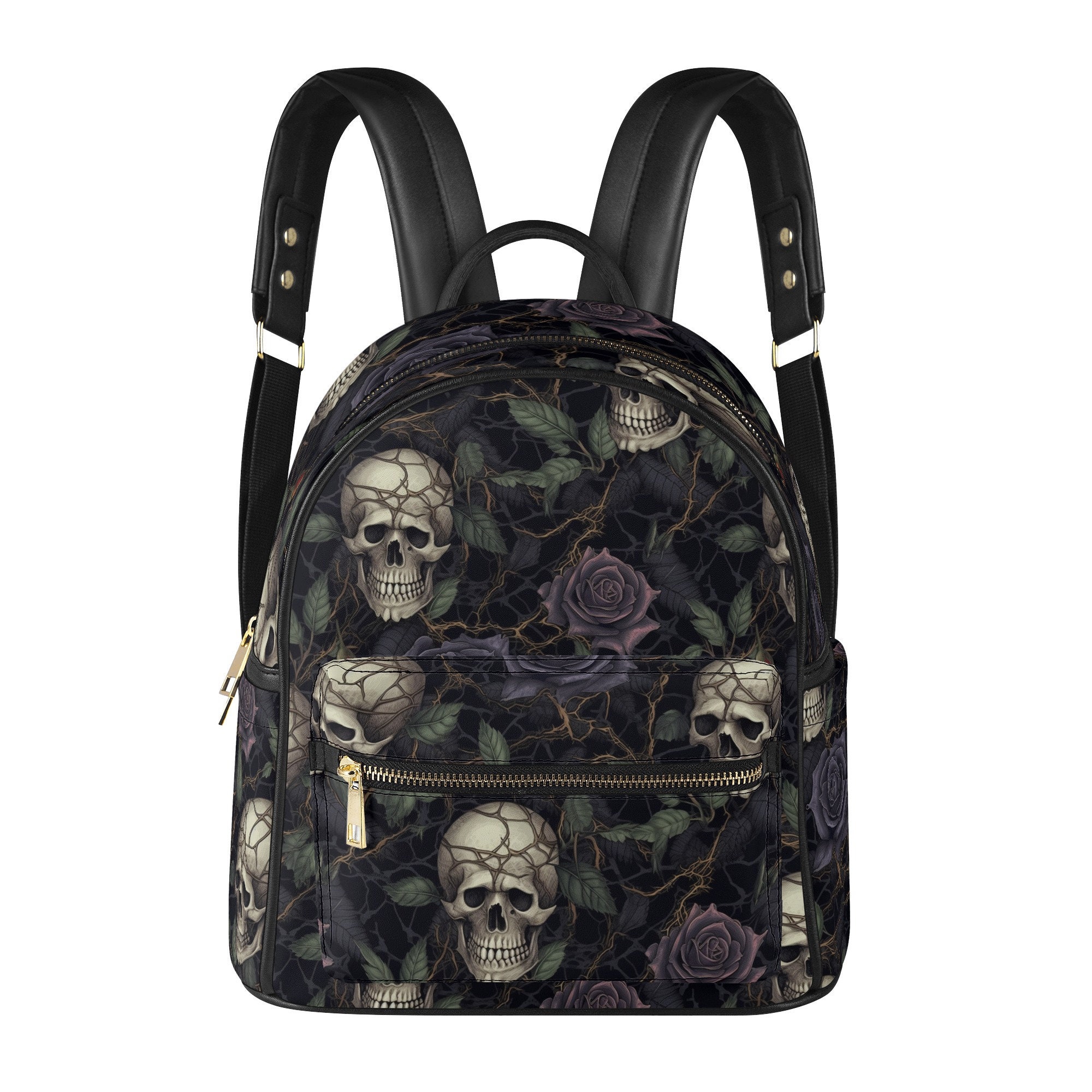 Wicca Witchy Skull Rose Backpack, Dark Cottagecore Gothic Day Pack ...