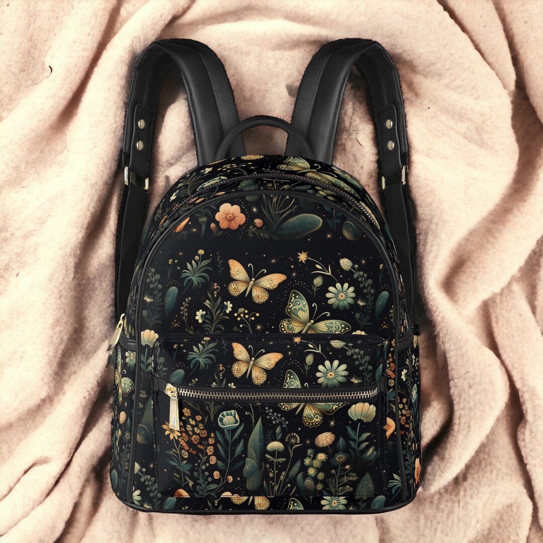 Dark Cottagecore Botanical Wildflowers Butterfly Backpack, Day Pack ...