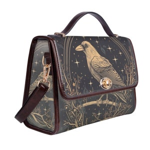 Cottagecore Raven Boho PU Leather Handbag, Cute Witchy Raven Satchel ...