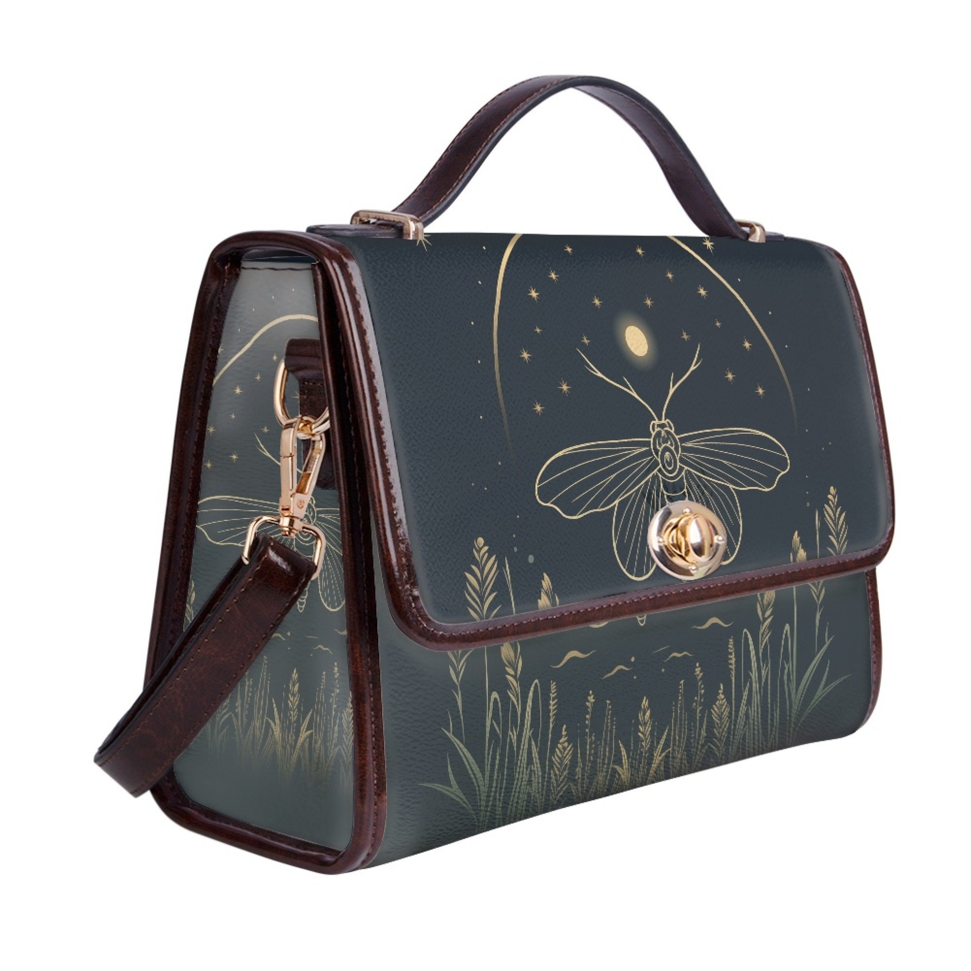 Moth and Moon Vegan Leather Satchel: Cottagecore Goblincore Bag - Etsy