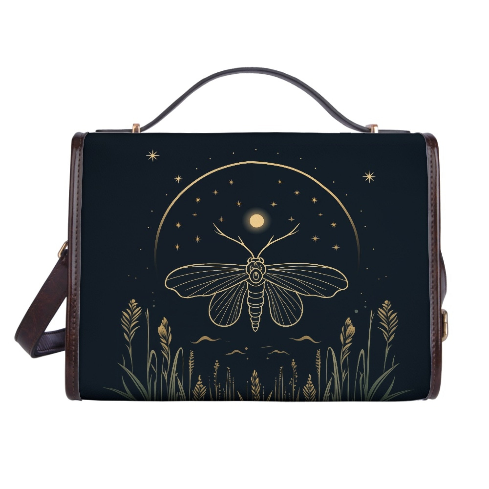 Moth and Moon Vegan Leather Satchel: Cottagecore Goblincore Bag - Etsy