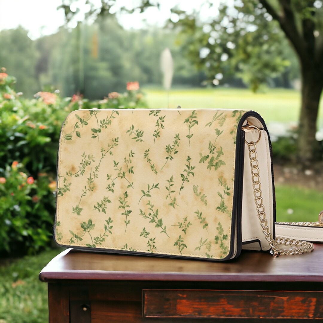 Floral Vegan Leather Crossbody Bag: Beige Cottagecore Purse - Etsy
