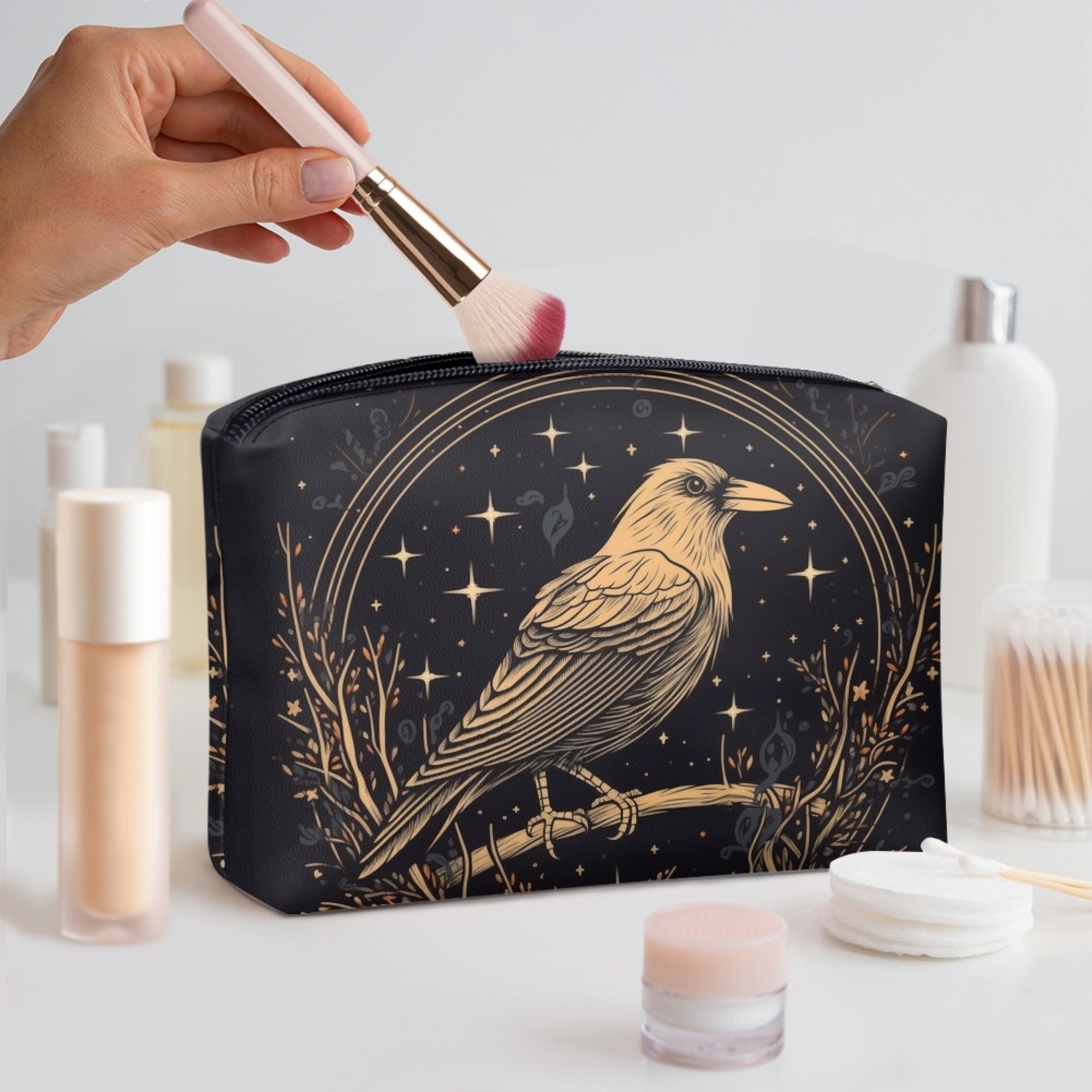 Cottagecore Raven Boho PU Leather Handbag, Cute Witchy Raven Satchel ...