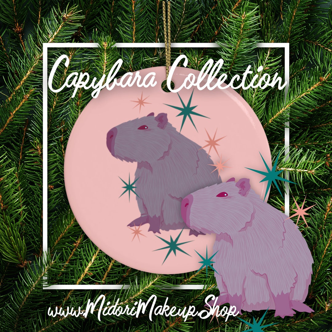 Cute Pink Capybara Christmas Ornament, Holiday Xmas Decor, Valentine ...