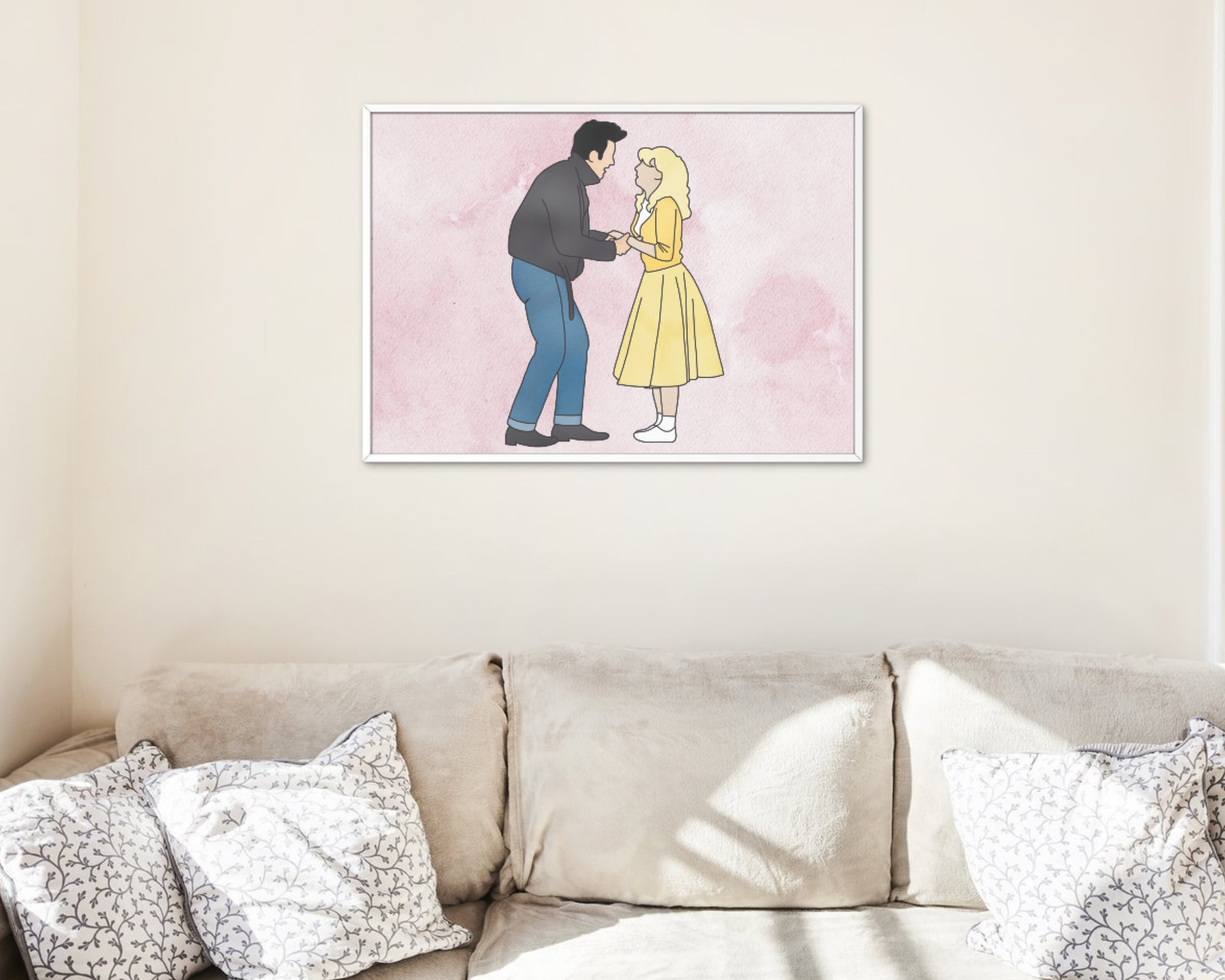 Grease Clipart PNG/JPEG, Watercolor Danny & Sandy Printable Art ...