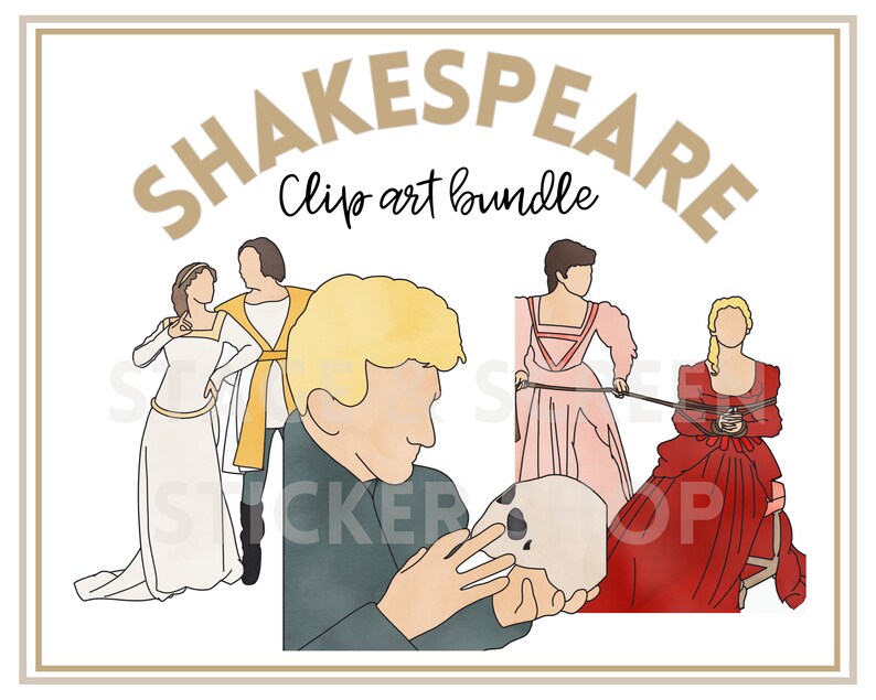 Shakespeare Growing Clipart Bundle PNG/JPEG, Watercolor Printable Art ...