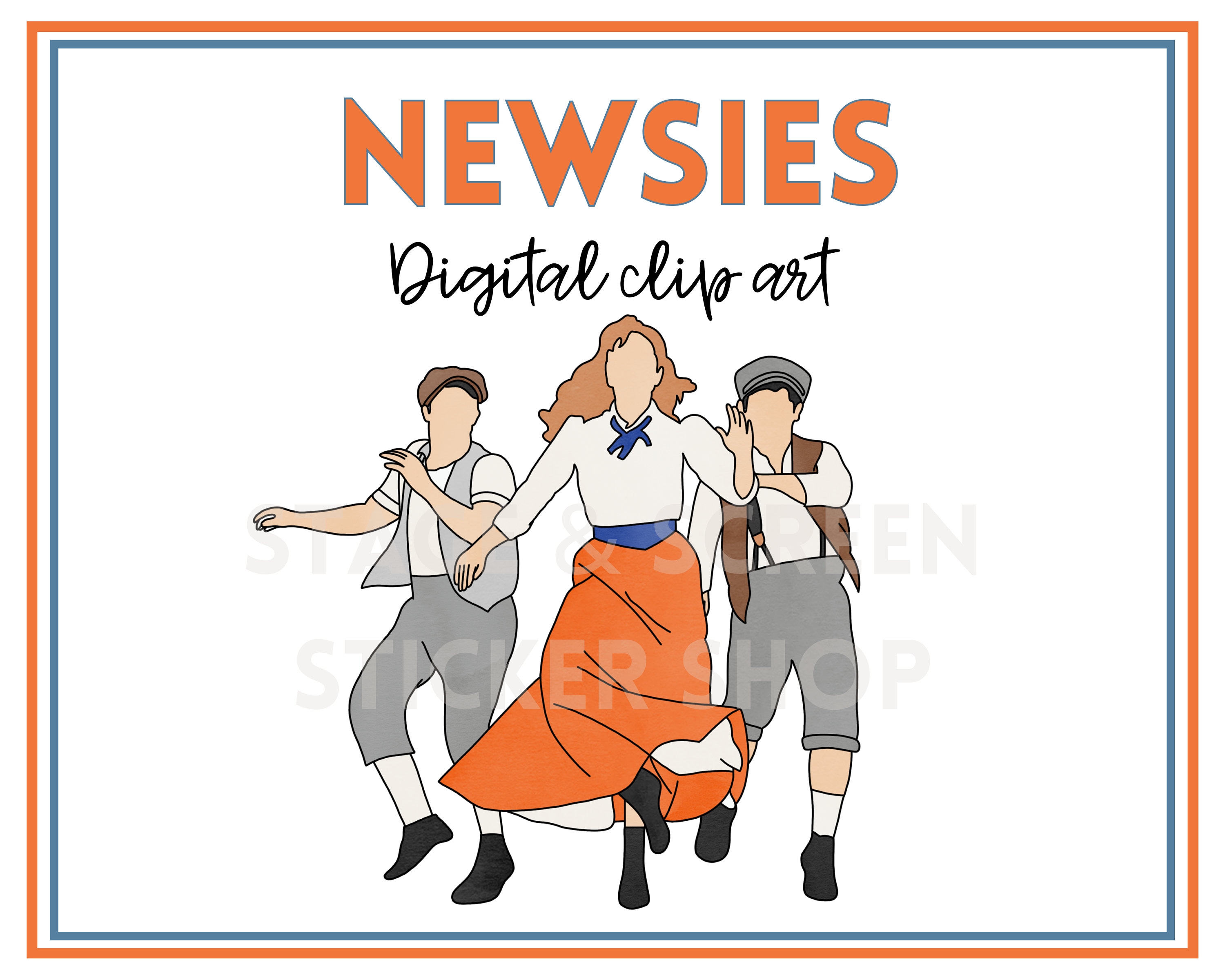 Newsies Clipart PNG/JPEG, Watercolor Katherine Printable Art, Musical ...