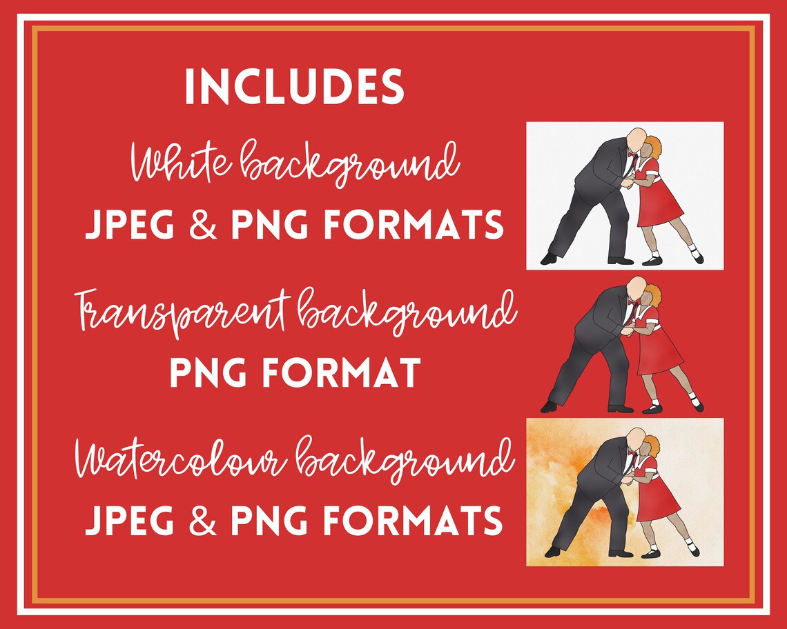 Annie Clipart PNG/JPEG, Watercolor Annie & Daddy Warbucks Printable Art ...