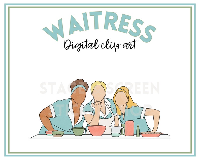 Waitress Clipart PNG/JPEG, Watercolor Jenna, Becky, Dawn Printable Art ...