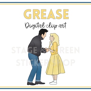 Grease Clipart PNG/JPEG, Watercolor Danny & Sandy Printable Art ...