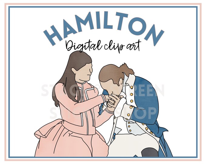 Hamilton Clipart PNG/JPEG, Watercolor Alexander & Eliza Printable Art ...