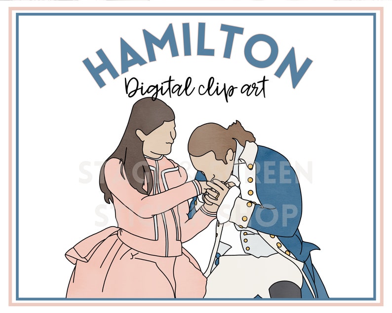 Hamilton Clipart PNG/JPEG, Watercolor Alexander & Eliza Printable Art ...