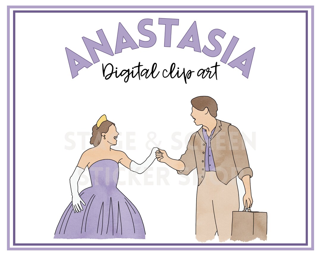 Anastasia Clipart PNG/JPEG, Watercolor Princess Printable Art, Musical ...