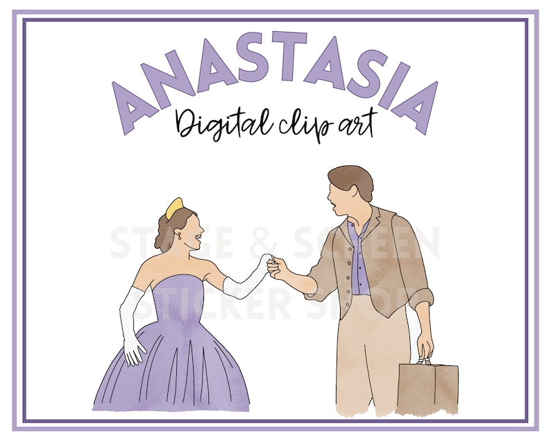 Anastasia Clipart PNG/JPEG, Watercolor Princess Printable Art, Musical ...