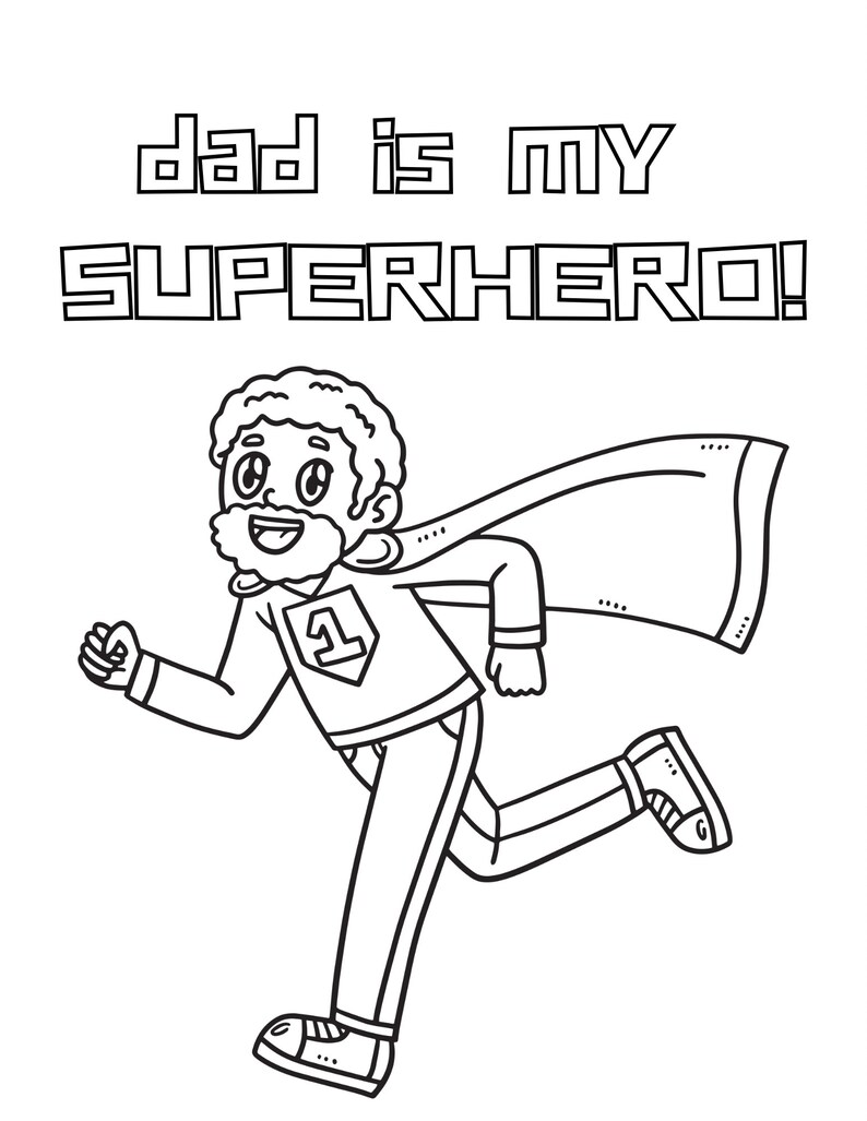 Dad is My Superhero Printable and Colorable Print - Etsy