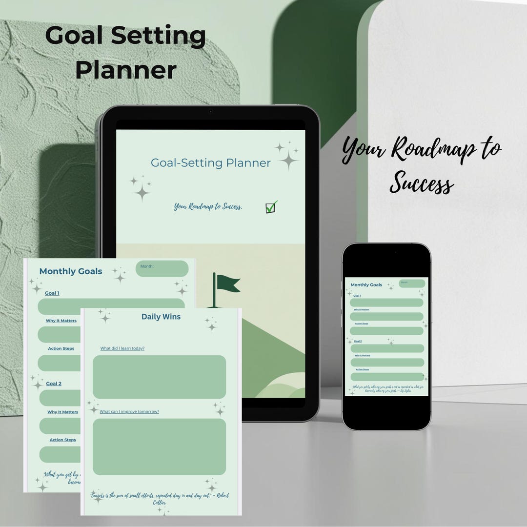 Digital Goal Setting Planner PDF Vision Board Weekly & Daily Goal ...