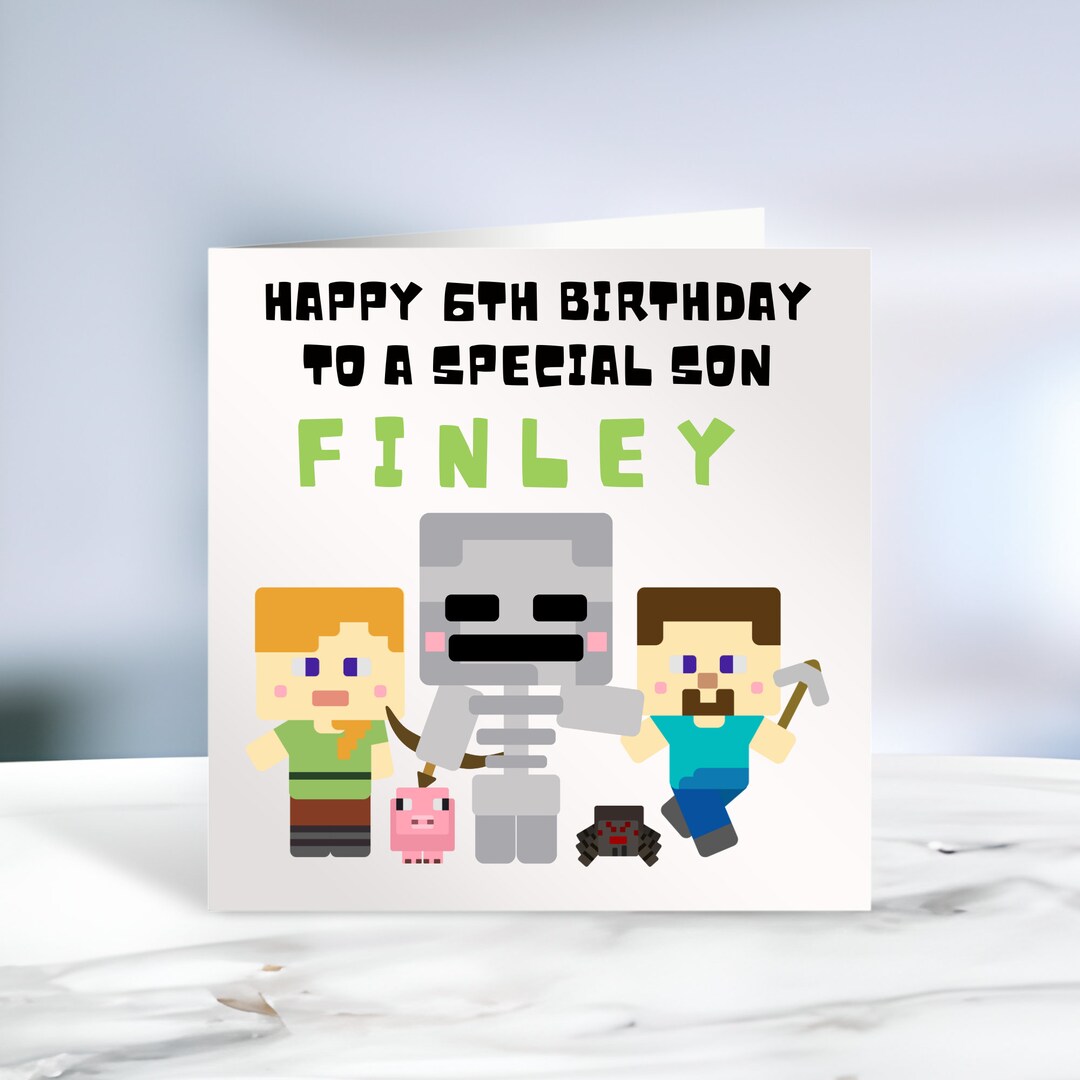 Birthday Card for Him| Minecraft Birthday| Brother| Son| Grandson ...