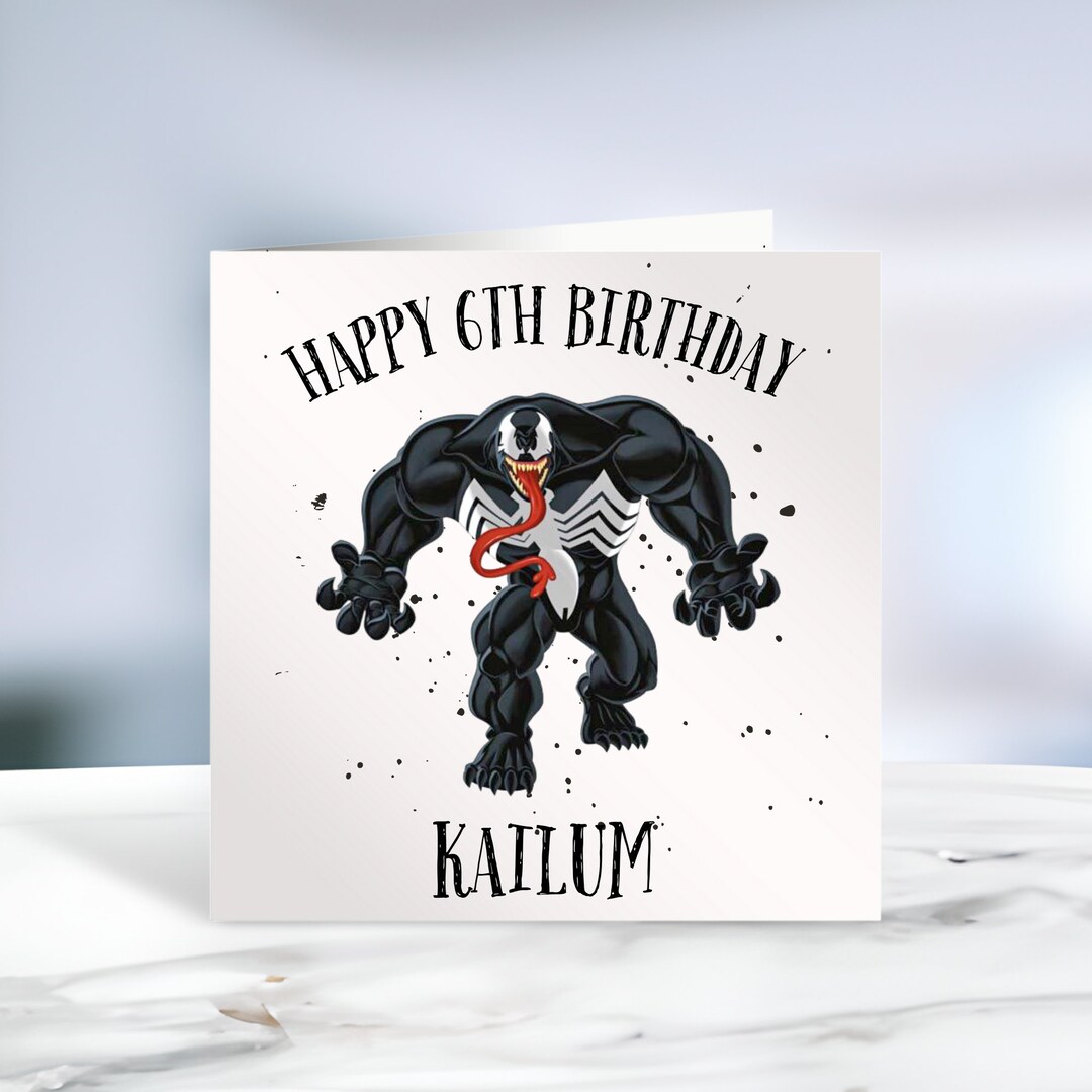 Birthday Card Hero Venom for Him Personalised Son Brother Nephew ...