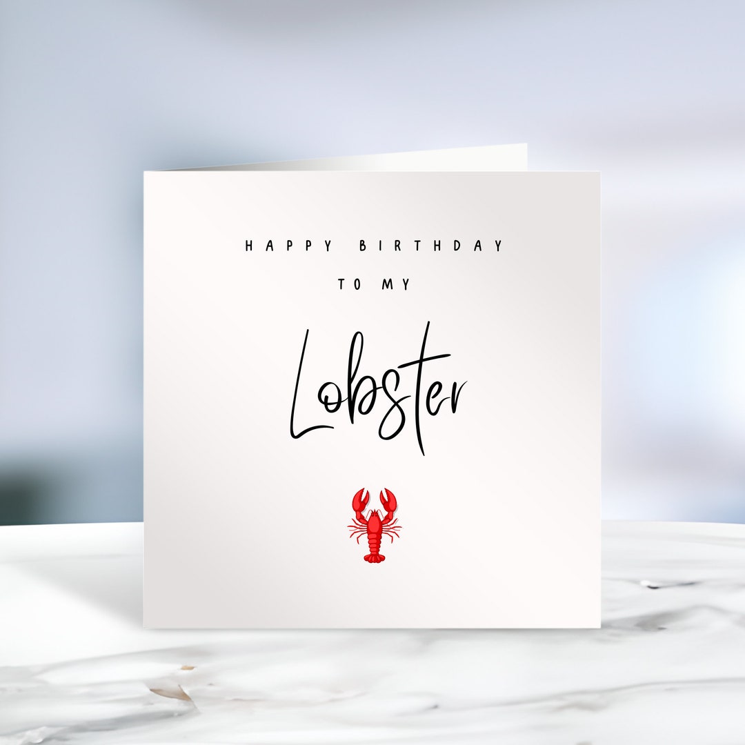 You're My Lobster Birthday Card Partner Boyfriend Girlfriend Husband ...