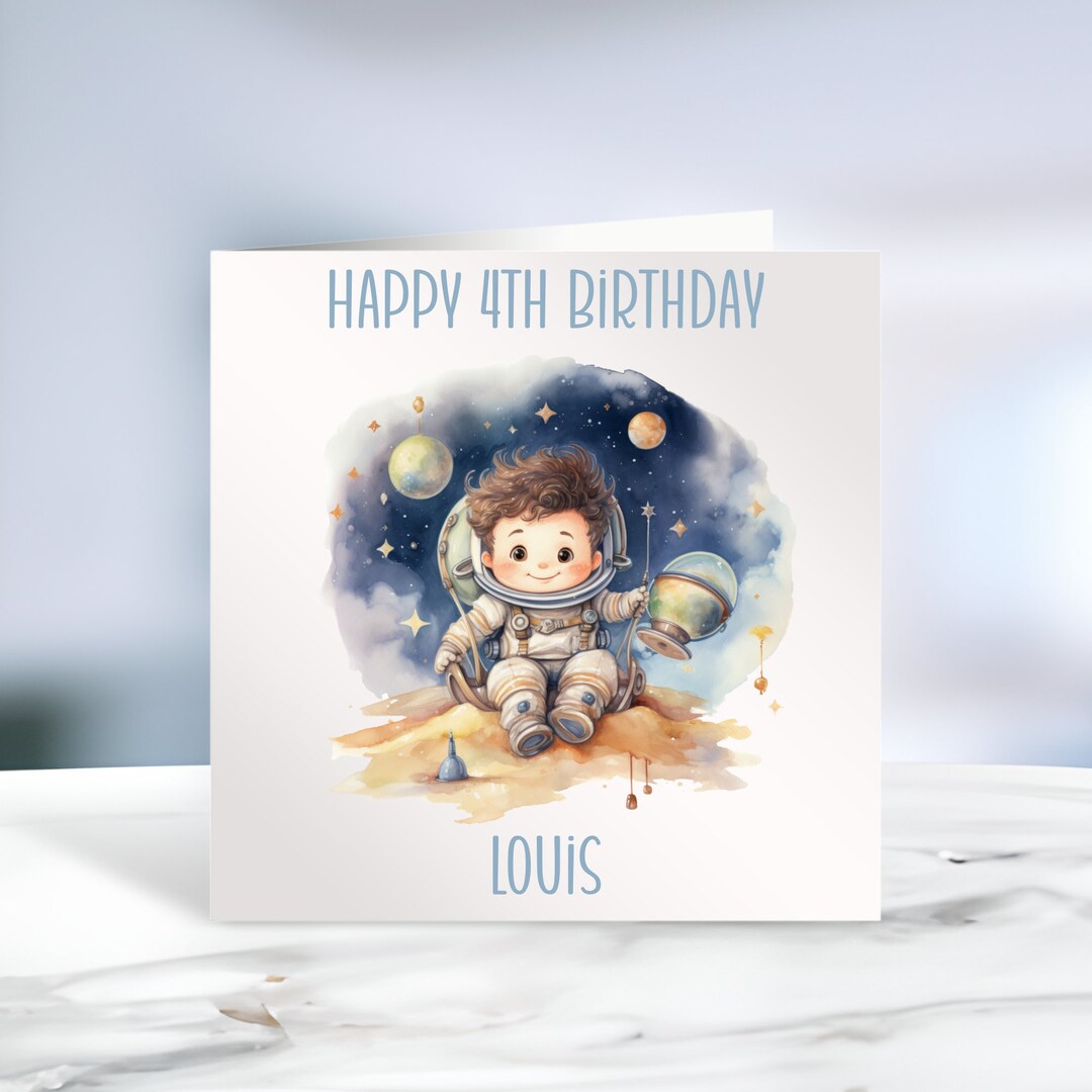Space Theme Birthday Card Astronaut Planets Birthday Card for Him ...
