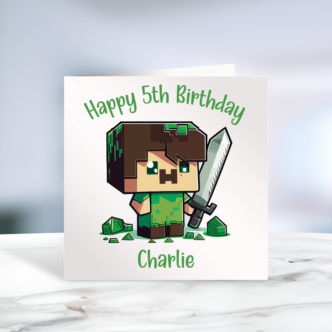 Birthday Card Minecraft Fan Brother Sister Daughter Son Niece Grandson ...