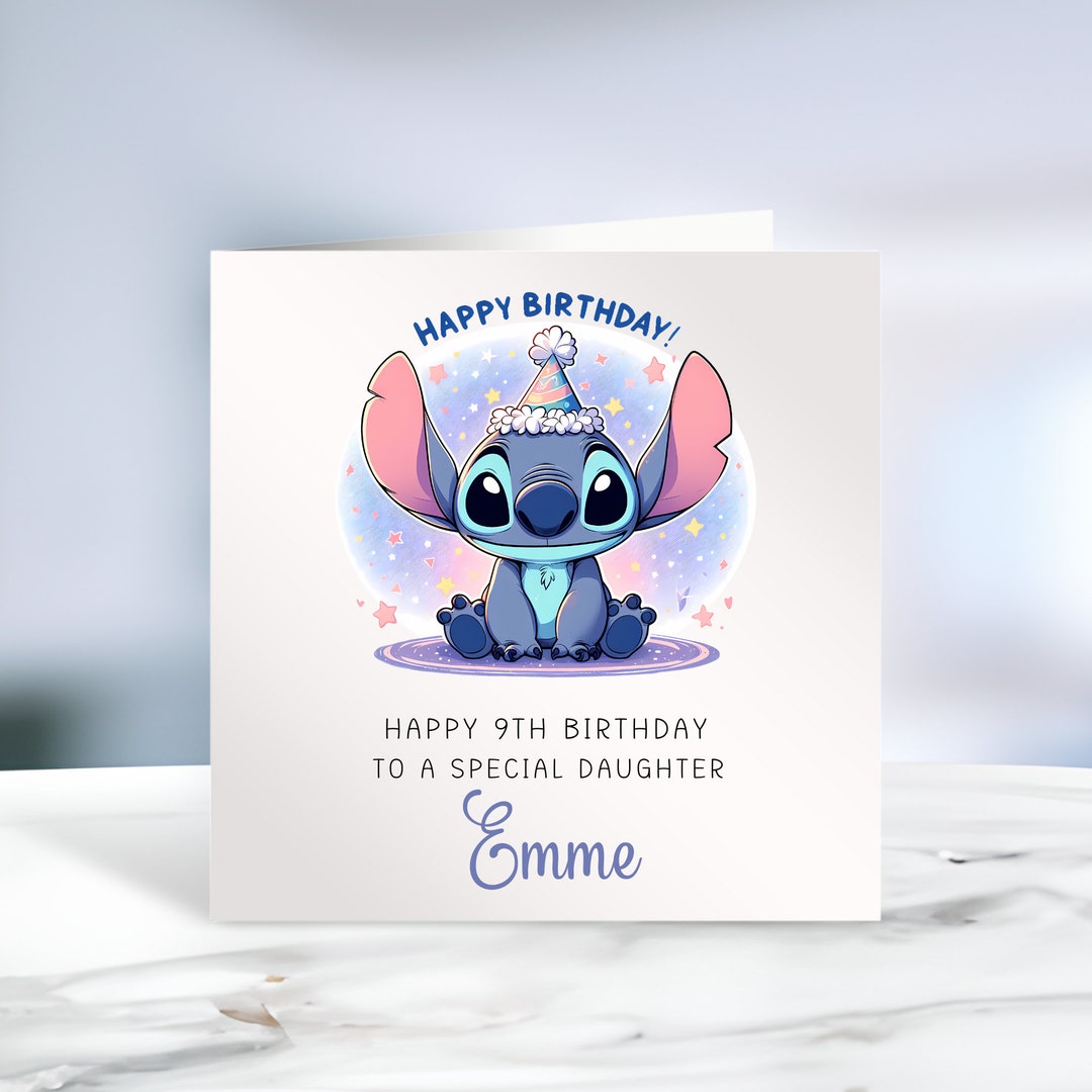 Personalised Birthday Card| Stitch| Angel| for Her| Daughter| Niece ...