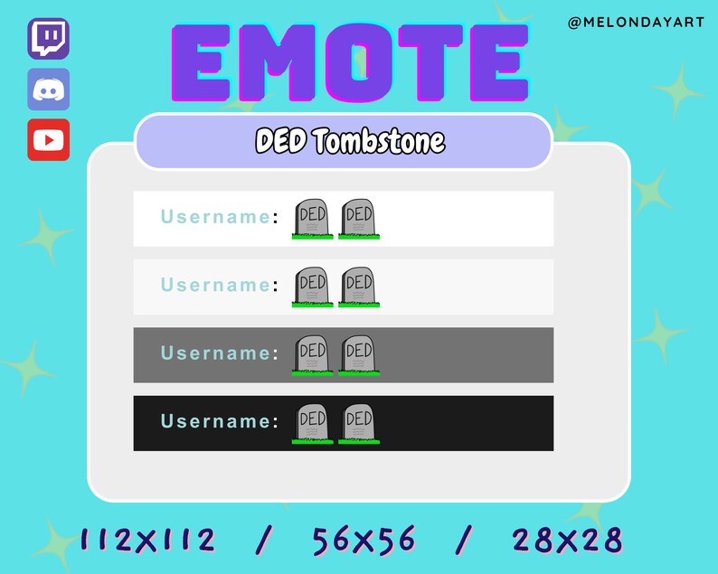 DED Tombstone Emote | Twitch Emote | Discord | Youtube | Kick | Stream ...