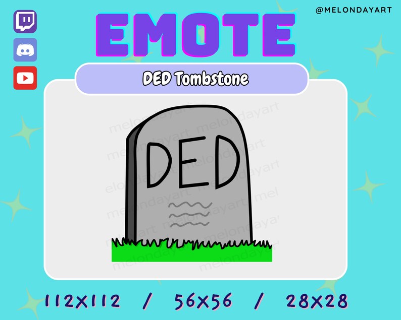 DED Tombstone Emote Twitch Emote Discord Youtube Kick Stream Dead Grave ...