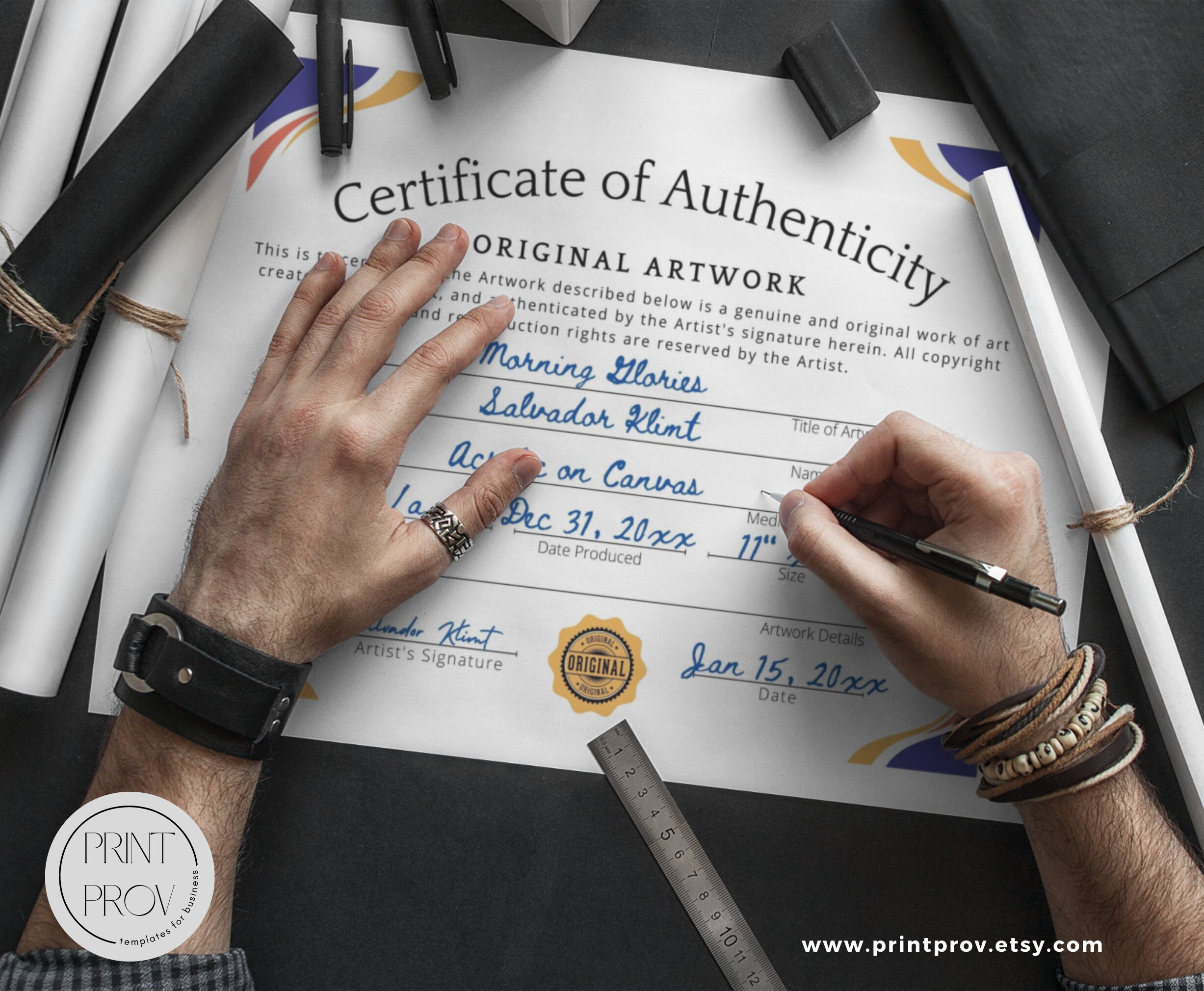 Printable * Certificate of Authenticity for Original Artwork - US ...