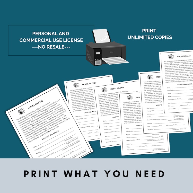 Printable * Photography Model Release Form – Write-in Permission ...