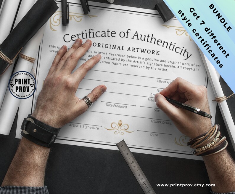 BUNDLE - Printable * Certificates of Authenticity for Original Artwork ...