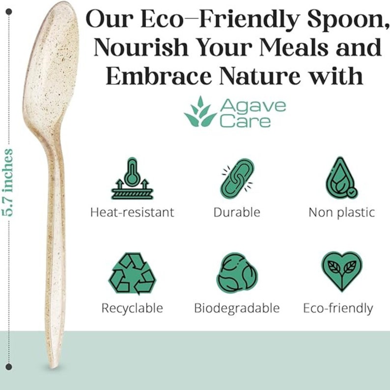Agave Care Sustainable Agave Spoons Medium Natural 50 Count 4 Oz - Etsy