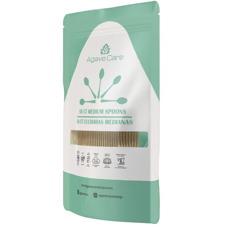 Agave Care Sustainable Agave Spoons Medium Natural 50 Count 4 Oz - Etsy