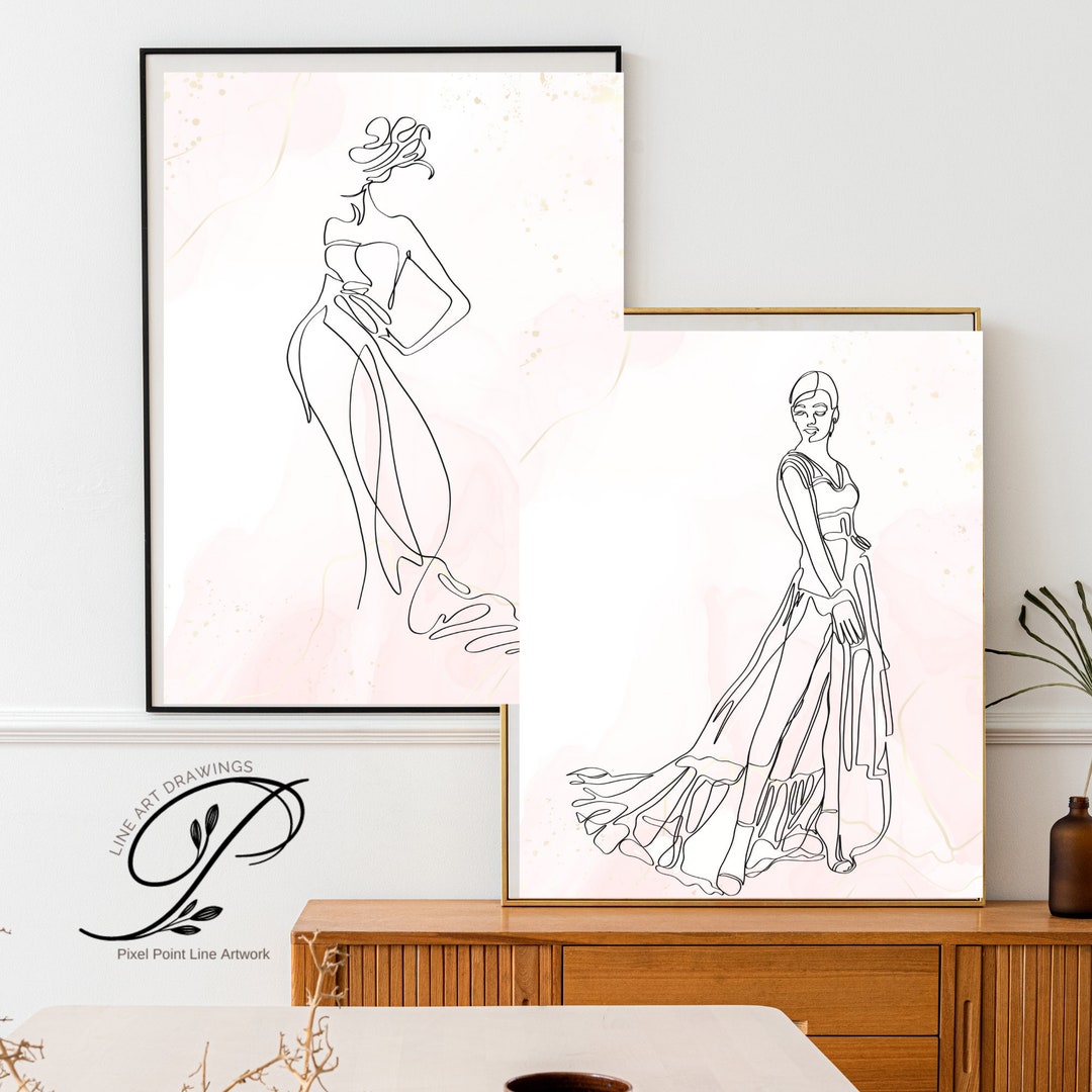 Digital Minimal Women One Line Art, Minimalist Line Art Print, Art ...